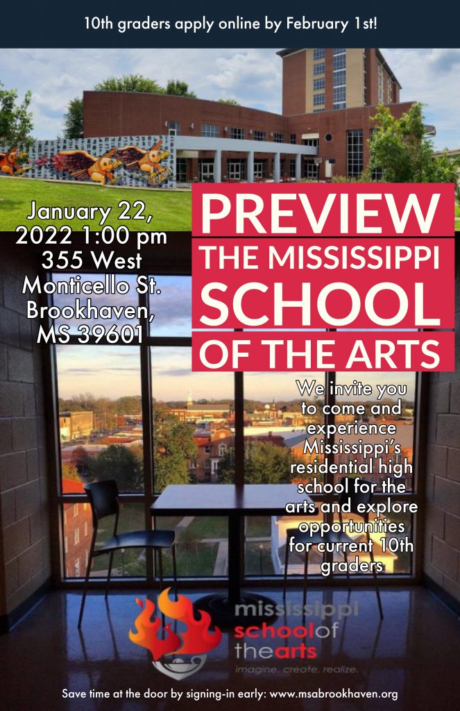 Join Us For MSA Preview Day 2022 Mississippi School Of The Arts